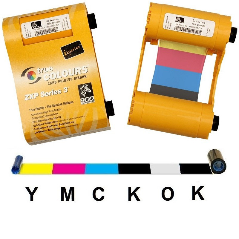 Ribbon color ZEBRA 800033-848 6 paneles YMCKOK 165 impresiones para ZXP ...