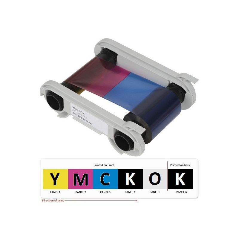 Ribbon color EVOLIS R6F003AAA 6 paneles YMCKO-K 200 impresiones para ...
